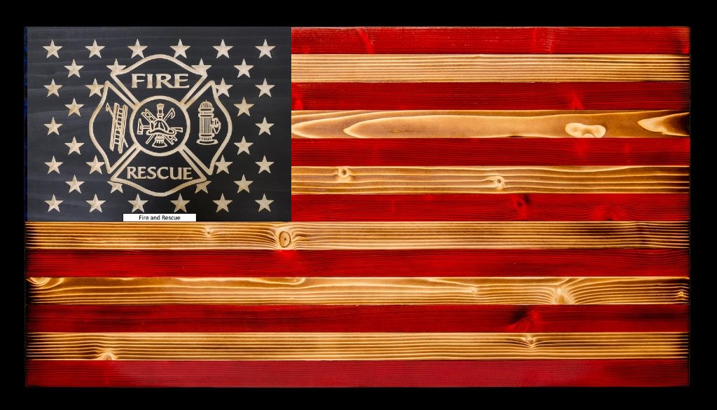 Fire and Rescue Rustic Wood Flag – We Love This Flag