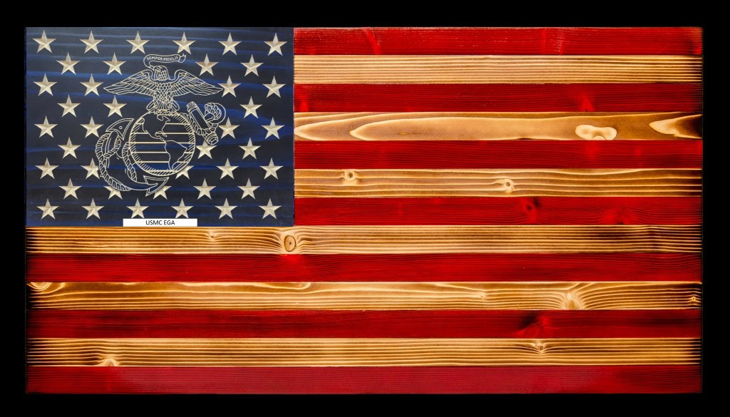 USMC EGA Rustic Wood Flag – We Love This Flag